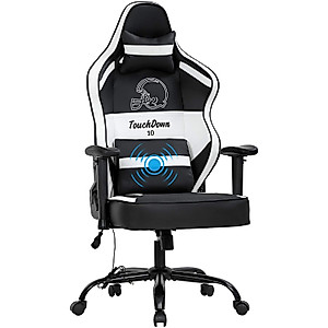 PC Gaming Chair Big and Tall Office Chair, 500LBS Wide Seat Desk Chair with Lumbar Support Headrest 2D Arms Task Swivel Ergonomic PU Adjustable Massage Bed, Adjustable Best Home Office Chair - Black