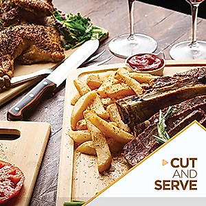 Bamboo Cutting Board Set of 4 - Kitchen Chopping Boards with Juice Groove for Meat, Cheese and Vegetables - Large Natural Wood Butcher Block, Cheese Board & Charcuterie Board