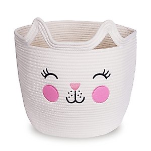 Cat Basket Clothes & Toy Organizer, Cat Toy Basket for Cat Decor, Baby Hamper, Laundry & Blanket Basket Storage for Cat Lovers – Cute Baskets for Gifts