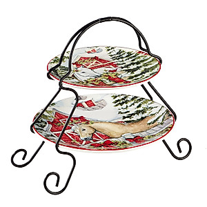 Certified International Homestead Christmas 2-Tier Server, Multicolor