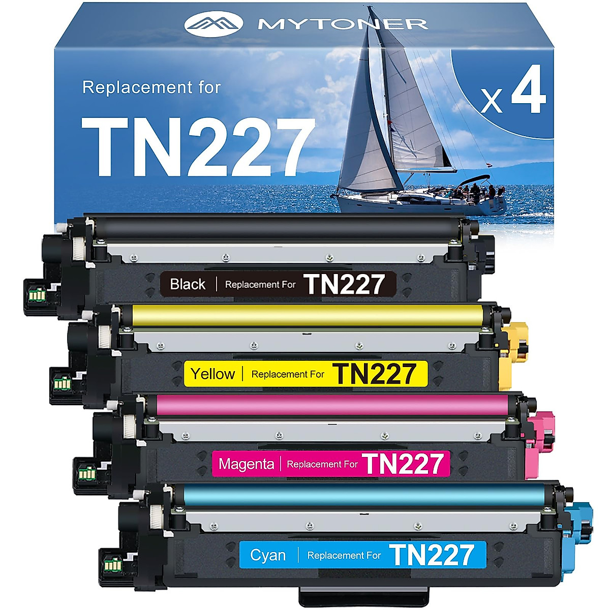 MYTONER TN-227BK/C/M/Y Compatible Toner Cartridge Replacement for Brother TN227 TN-227 TN223 TN-223BK/C/M/Y Toner for HL-L3230CDW L3290CDW L3210CW MFC-L3770CDW L3750CDW L3710CW Printer(4 Pack)
