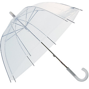 (6 Pack) 46" Adult Clear Bubble Rain Umbrella Manual Open Fashion Dome Shaped European Hook Handle