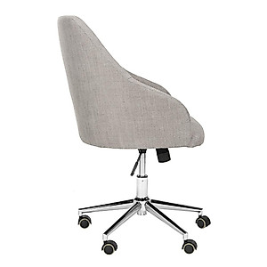 Safavieh Home Adrienne Grey Linen and Chrome Leg Tufted Swivel Office Chair