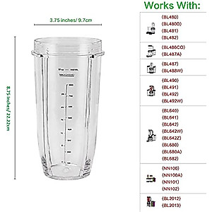 Bidihome 2 Pack 32 Ounce Cup with Sip N Seal Lids, Compatible with Nutri Ninja Auto-iQ 1000W and Duo Blenders