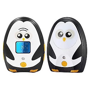 TimeFlys Audio Baby Monitor QQ Portable, Two-Way Talk, Long Range up to 1000 ft, Temperature Monitoring and Warning, Lullabies, Vibration, LCD Display, 1 Adaptor, 1 Set of Rechargeable Batteries