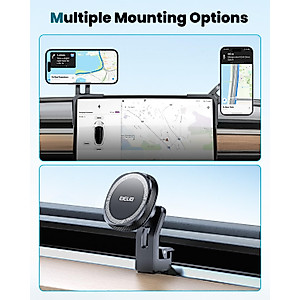 EXELIQ Tesla Phone Mount Holder for Model 3/Y, Magnetic Phone Holder for Screen, Tesla Magsafe Mount with Triple-Hook Vent Clip, Compatible with iPhone 15 14 13 12 Pro Max and All Phones