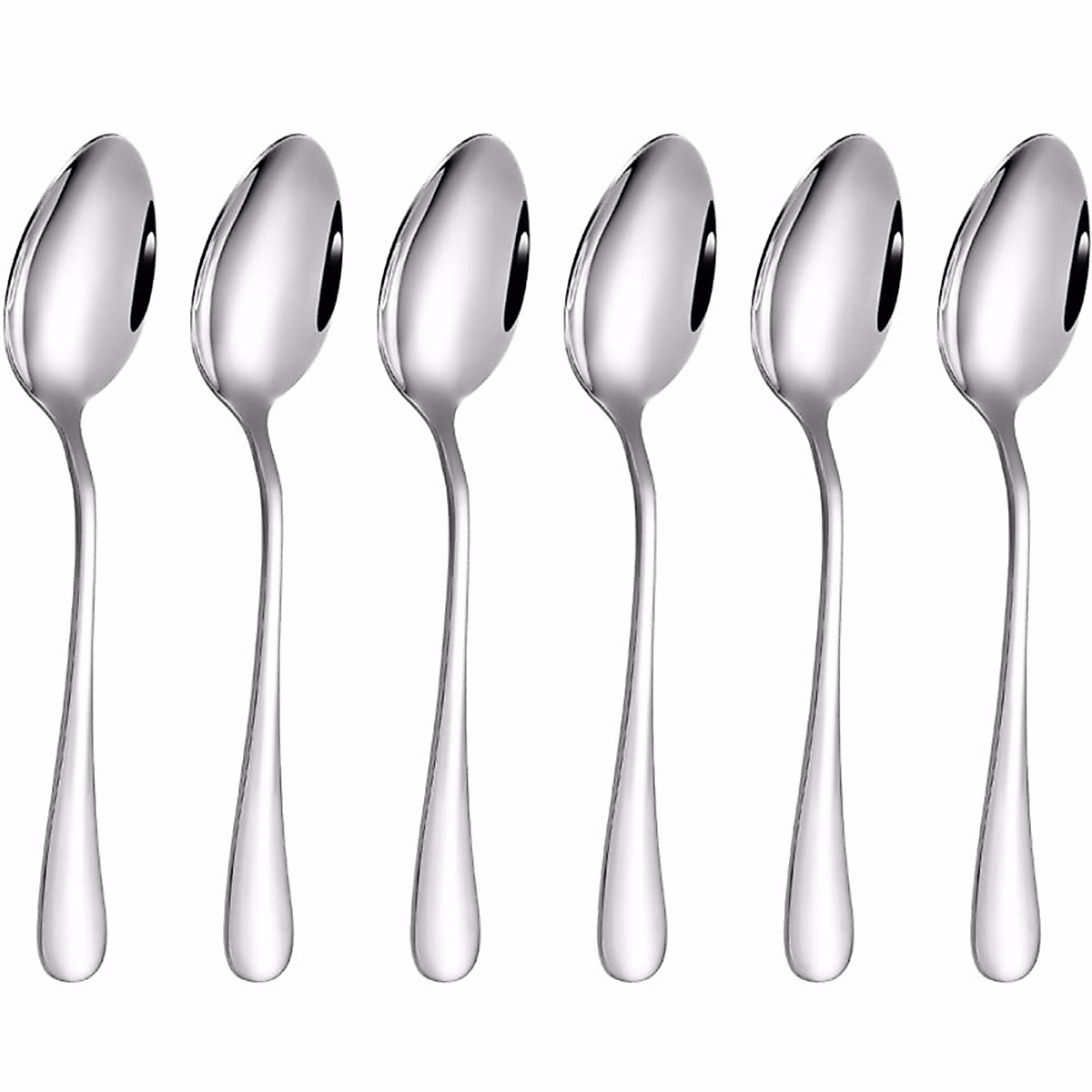Teaspoons set of 6 Stainless Steel Classic Bead Teaspoons Dessert Spoon Stainless Steel Teaspoons Mirror Finish & Modern Design with Scalloped Edge Used in a Home Kitchen or Dining Room