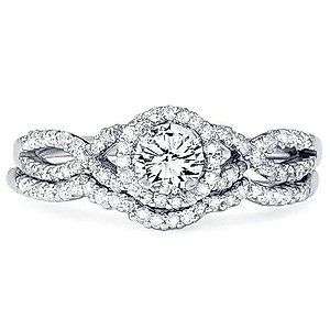 3/4ct Diamond Infinity Engagement Wedding Ring Set White Gold - Size 7