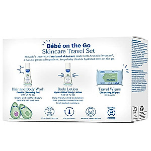 Mustela Bebe On-The-Go Travel Set - Baby Skin Care & Bath Time Gift Set - Natural & Plant-Based - 3 Items Set - Packaging may vary