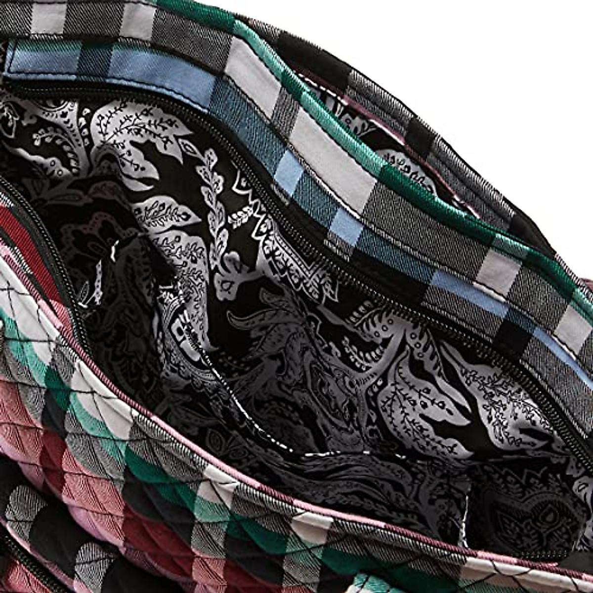 Vera Bradley Women's Cotton Small Vera Tote Bag, Ribbons Plaid - Recycled Cotton, One Size