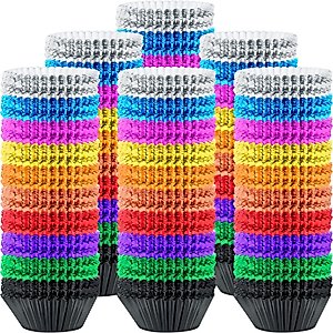 1000 Count Cupcake Liners Standard Size 2 Inch Metallic Cupcake Wrappers Cups Muffin Baking Cups for Weddings Birthdays Baby Showers Party(Various Color,2 x 1.25 Inch)