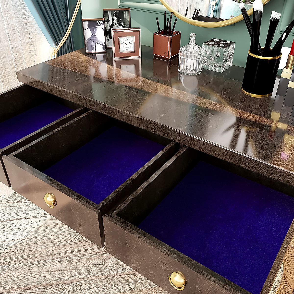 VEELIKE Royal Blue Velvet Fabric Wallpaper Peel and Stick Blue Felt Liner 15.7''x118'' Self Adhesive Soft Blue Flocking Contact Paper for Cabinets Walls Shelves Jewelry Drawer Liner Arts & Crafts