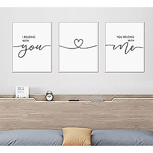 I Belong With You, You belong With Me Print, Set Of 3 Wall Art, Bedroom Quote Print, Minimalist Wall Art, Birthday & Anniversary Gift, 11x14inch Unframed