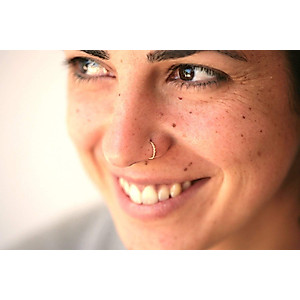 14k Nose Ring, 22g Solid Yellow Real Gold Nose Ring, Twisted Rope Piercing Jewelry, Nose Hoop, Minimalist Dainty Tribal Handmade Boho Piercing Jewelry, 7.5mm