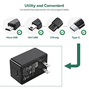 FITE ON 5V AC/DC Adapter + USB Cable Replacement for Launch CRP123X CRP129X CRP123E CRP129E Diagnostic Scanner Tool UL Listed