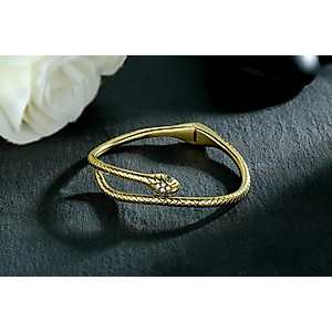 Presentski Snake Bracelets Gold Open Bangle Cuff Bracelet Snake Jewelry for Women Serpent Wrap Bypass Bracelet Adjustable