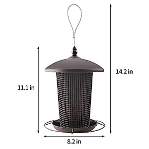 Bird Feeder Tall for Outside Hanging, Bird Seed for Outside Wild Bird Feeders for Garden Yard Outdoor Decoration, 2 Column Design for Different Approaching, Brown