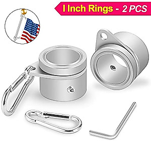 BONWIN 1" Flag Pole Rings, 2 Pcs Anti Wrap Flag Pole Clips Swivels, 360° Rotating Flagpole Flag Mounting Rings, Aluminum Alloy Spinning Flag Pole Kit Parts for 0.75-1.02" Diameter (1 Inch, Silver)