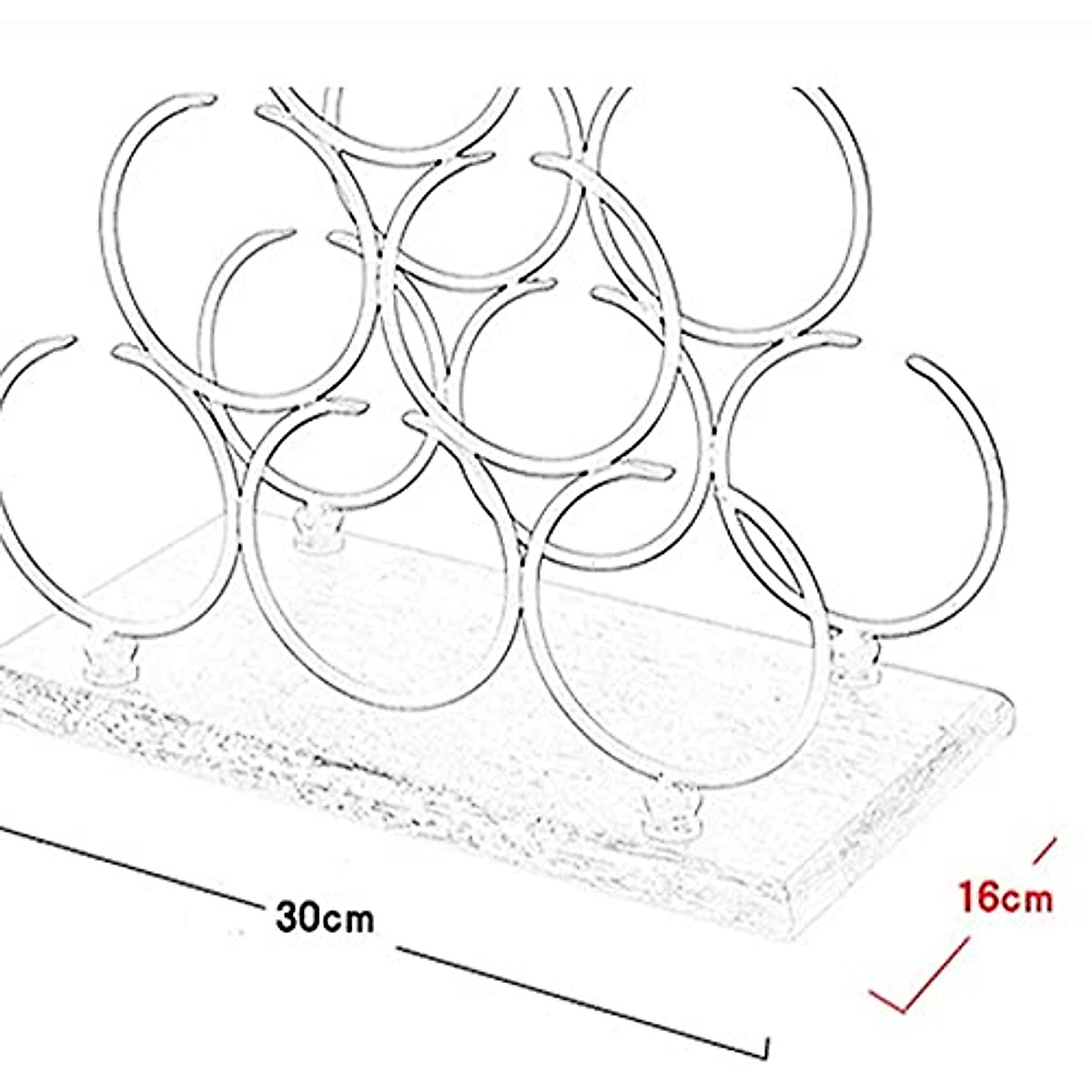 Fadak Countertop Wine Rack, Tabletop 6 Bottles Wood Wine Holder, Sturdy Handle, 3-Tier Rustic Classic Design, Simple Assembly, Wood & Metal (Bronze)