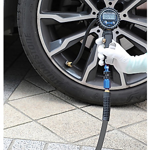 EADUTY Heavy Duty Polyurethane Recoil Air Hose 1/4 in x 10 ft, Lightweight, Flexible Compressor Hose with Universal Quick Coupler, Plug and Bend Restrictors, Gray