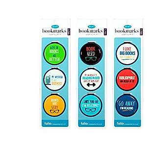 Just Clip it! Quote Bookmarks - (Set of 3 clip over the page markers) - I'LL STAY UP FOR MORE CHAPTER, BOOK Nerd, Heart BOOKS. Funny Bookmark Set of all ages. Adults Men Women Teens & Kids