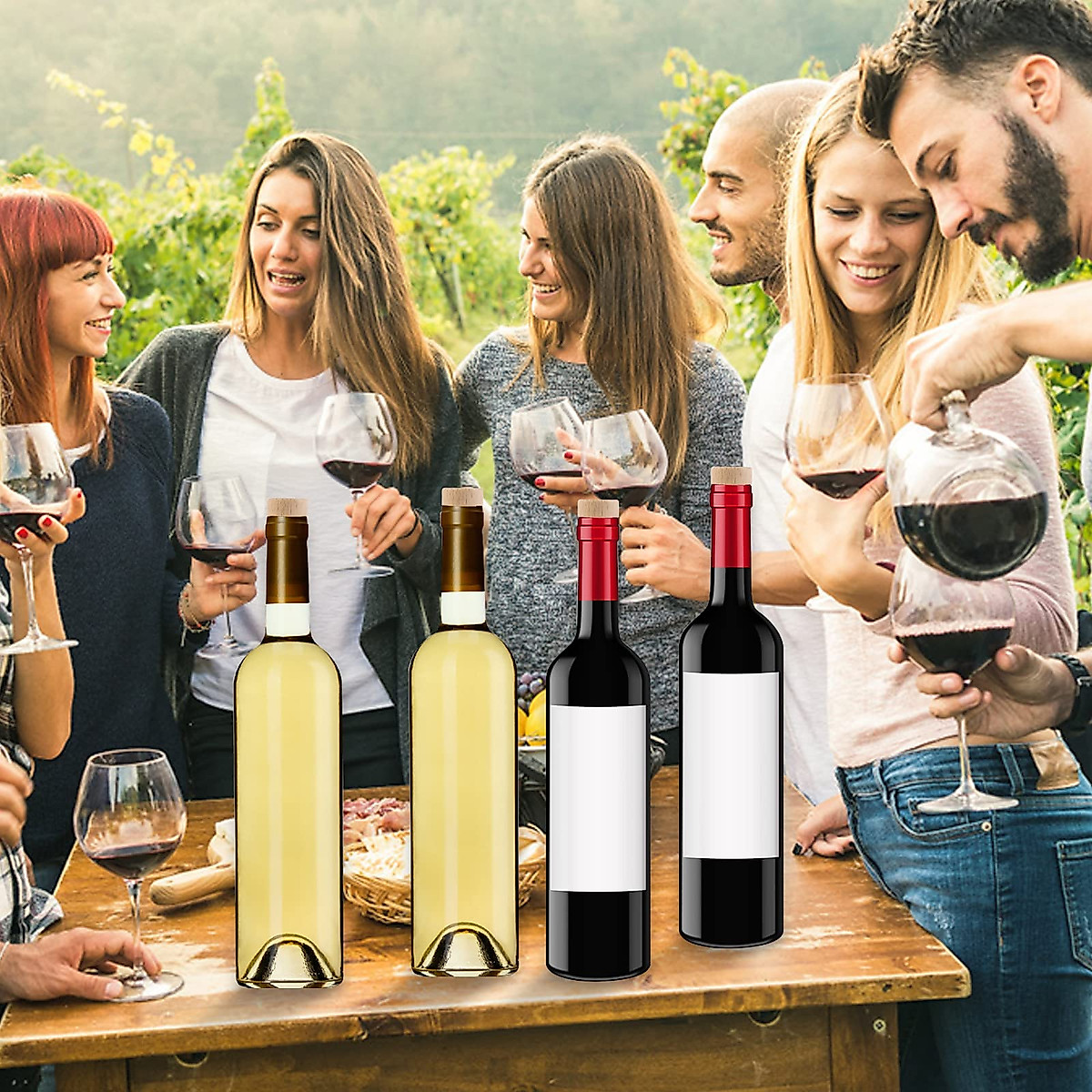 Abeillo 12 Pieces Wine Bottle Corks, T Shaped Wine Bottle Stoppers Reusable Wooden and Rubber Wine Cork Stopper Sealing Plug Bottle Cap for Wine Beer Bottles Crafts