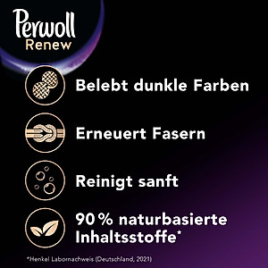 Perwoll Renew Black, Detergent For All Dark Colors, Strengthens Fibers and Improves Color (25 Washes)