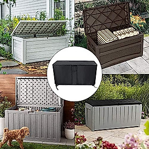 Kingling Deck Box Cover, Outdoor Storage Box Cover for Keter XXL 230 Gallon Deck Box Waterproof Outside Storage Bench Deck Boxes Covers Black (58" L x 33" W x 34" H)
