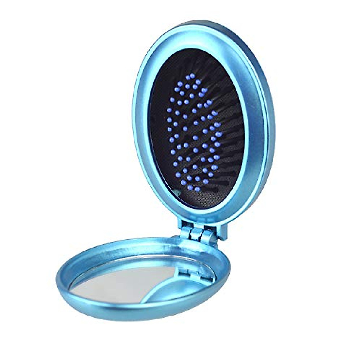 Balancy Oval Travel Hair Brush with Mirror Folding Pocket Hair Brush Mini Travel Comb with Makeup Mirror (6 pcs)