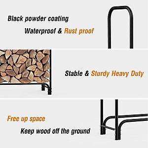 Ultrahaus 4ft Firewood Rack Outdoor with Oxford Fabric Cover Set, Weather Resistant Fireplace Wood Rack for Firewood with Cover Outdoor