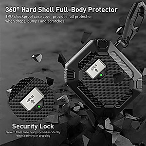 Winproo Armor Airpods 2nd & 1st Generation Case Cover with Lock Clip, Military Hard Shell Full-Body Shockproof Protective Case Skin with Keychain for Airpods 2nd & 1st Gen (Black)