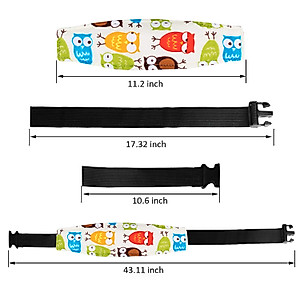 2 Packs Toddler Car Seat Neck Relief and Head Support, Pillow Support Head Band Easy Installation On Most Convertible Seats and Safety to Babies and Kids(Owls)