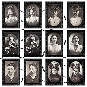 KUUQA 6 Pack Halloween Horror Portrait Decorations Spooky Photo Frame 3D Changing Face Scary Picture Frame Haunted Wall Decoration for Home, Halloween Party Decor