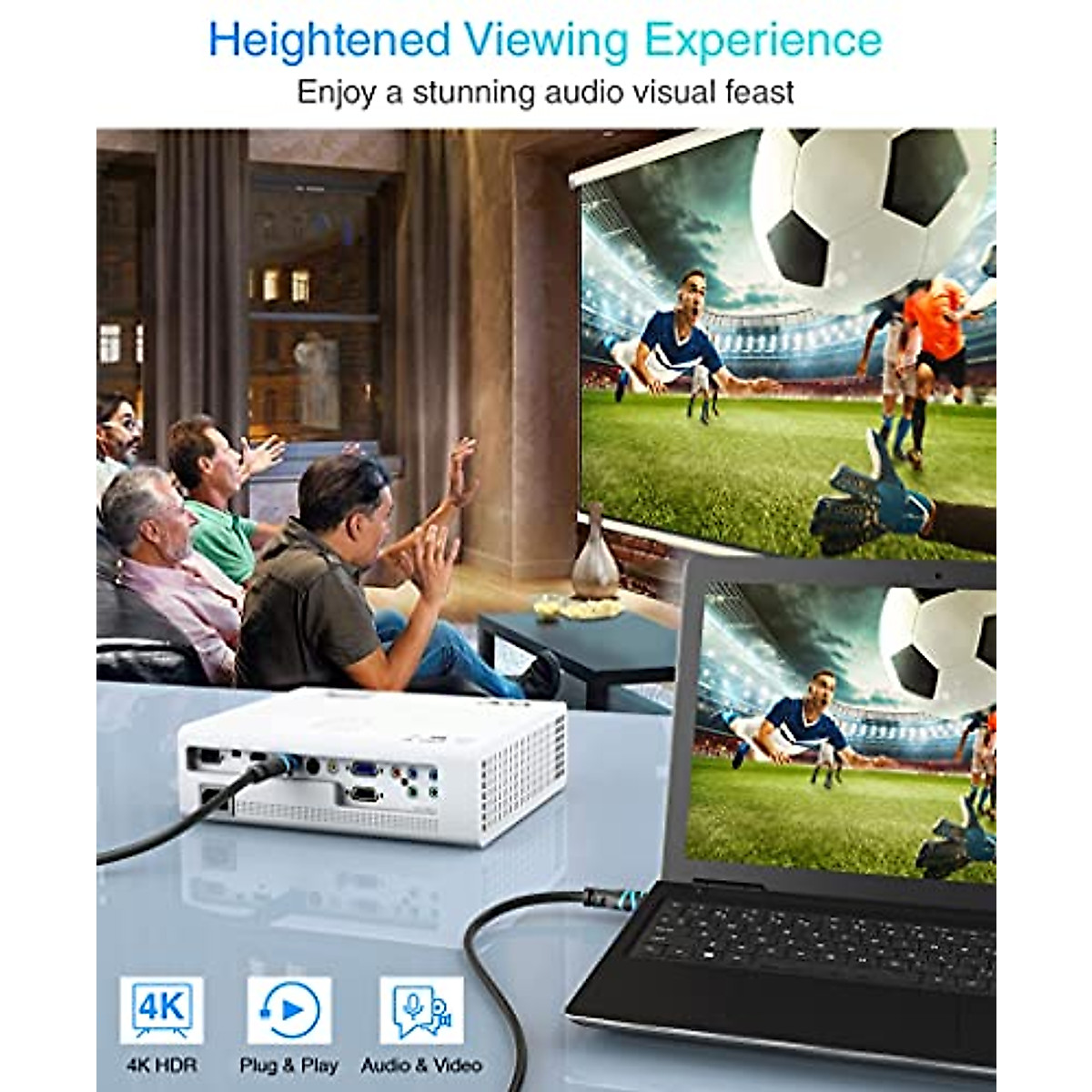 BlueRigger 4K HDMI Cable 25FT (4K 60Hz HDR, HDCP 2.3, High Speed 18Gbps, in-Wall CL3 Rated) - Compatible with PS5/PS4, Xbox, Roku, Apple TV, HDTV, Blu-ray, PC