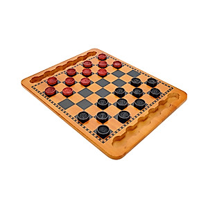 WE Games Solid Wood Red and Black Checkers Board Game Set with Inset Grooves for Pieces, 14.5 in.