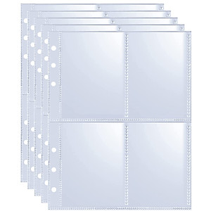 40 Pack 320 Pockets 2.5x3.5 Inch Trading Card Sleeves,Double-Sided 4 Pocket Page Protector,Ultra-Clear Kpop Photocard Sheets for A5 6 Ring Binder,Card Sleeve Pages for Game Cards,Baseball Card