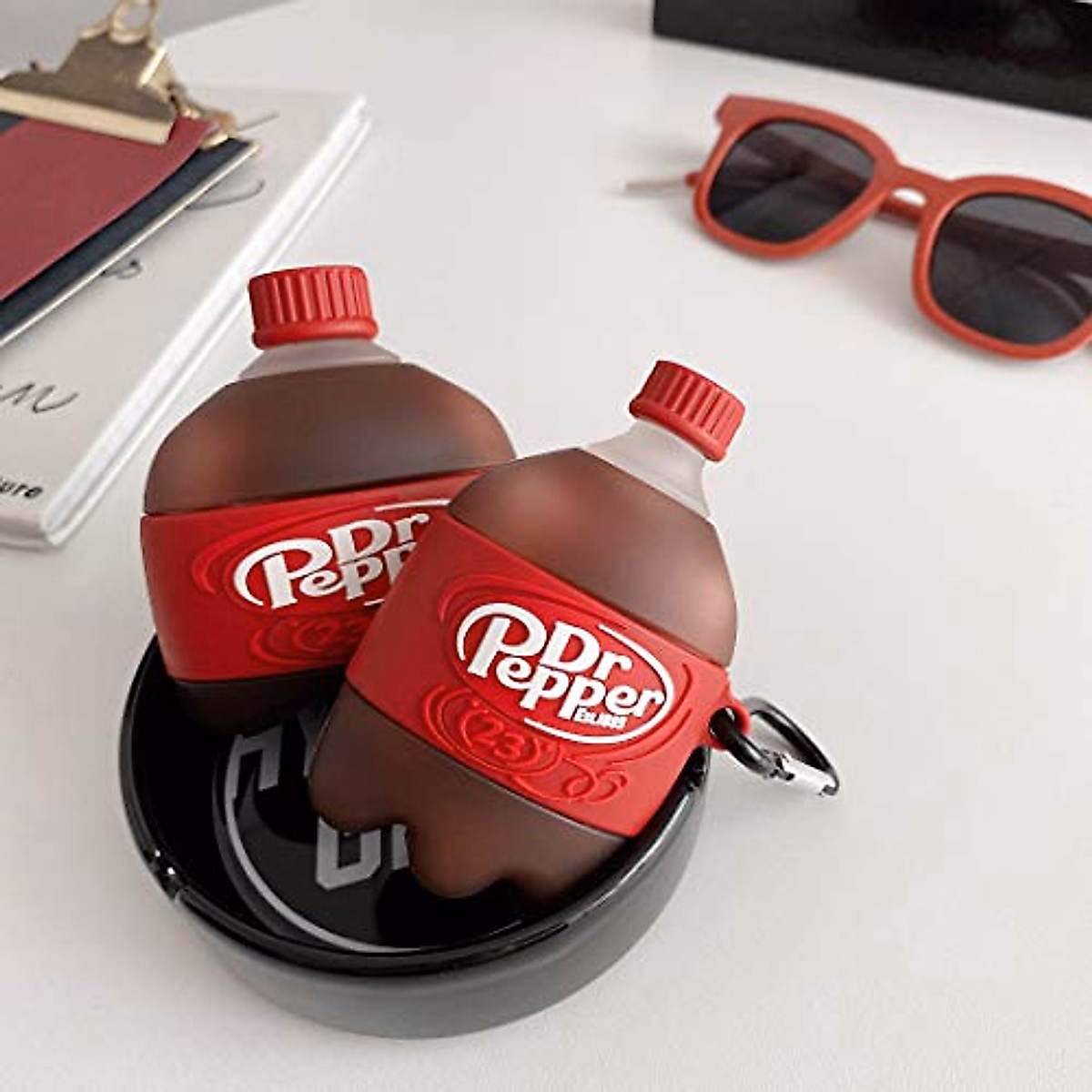 Shineyii for Airpod 2/1 Case Soft Silicone Cute Cartoon Kawaii Funny Cover Fashion Drink Protective Skin Accessories Keychain Girls Teens Cases for Air Pods Compatible with Airpods 2&1, Dr Pepper