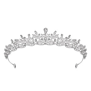 SWEETV Silver Tiara Crown for Women,Princess Tiaras for Girls,Crystal Retro Hair Accessories for Wedding Birthday Prom Pageant Quinceanera