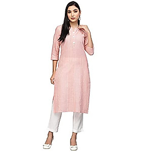 ROYALINK Women Indian Party wear Indian Women's Tunic Tops Cotton Peach Kurta for girls (as1, alpha, m, regular, regular)