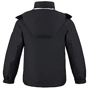 wantdo Kids Boys' 3 in 1 Snowboard Jacket Hooded Warm Winter Coat Fleece-Lined Waterproof Black 10-12