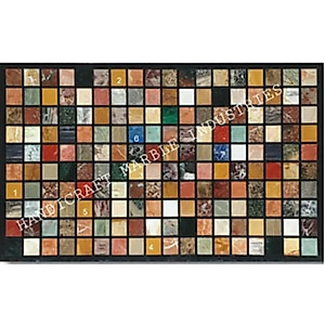 48" x 24" Inch Black Marble Dining Table/Coffee Table Italian Pietra Dura Design Outdoor Indoor Table, Office Table, Conference Table