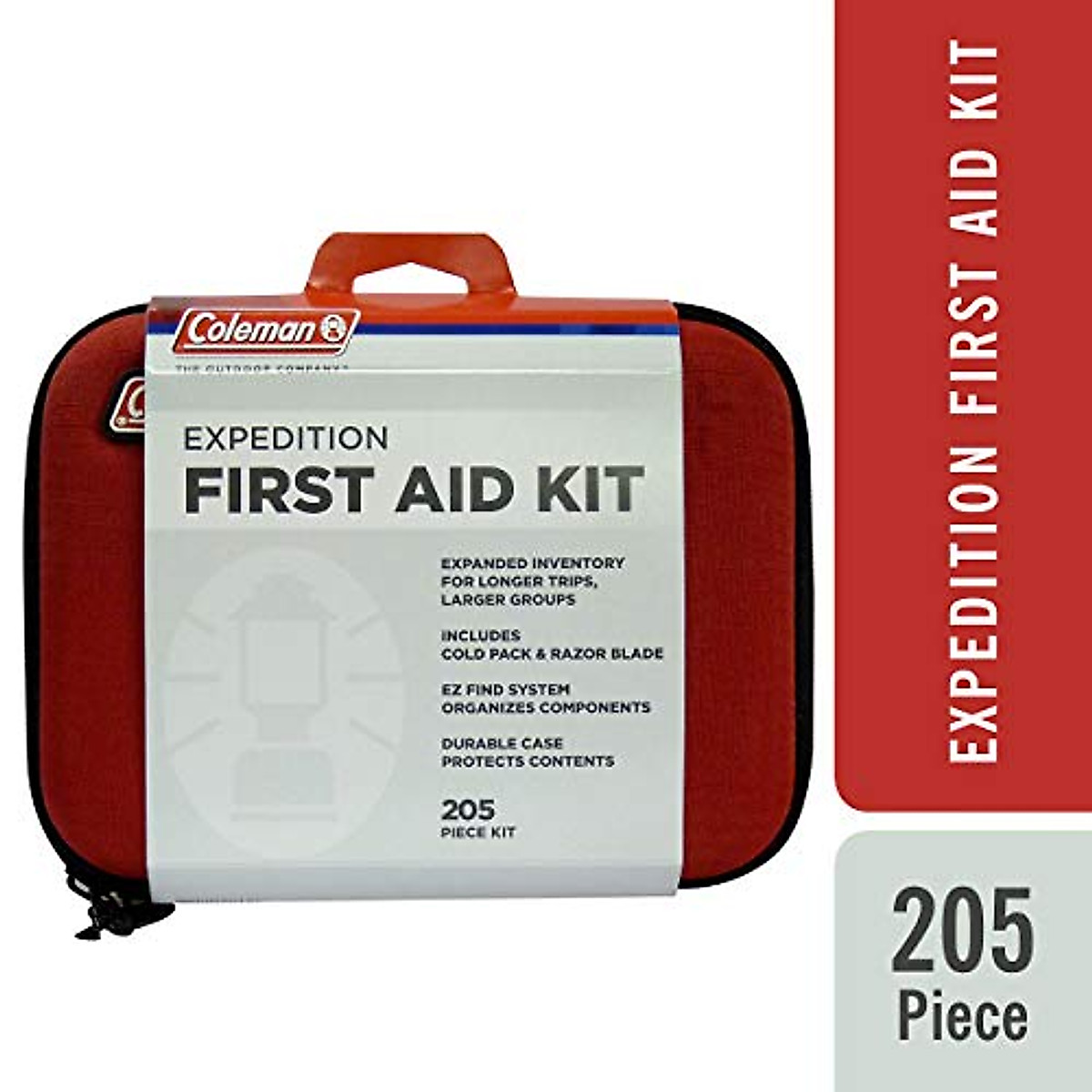 Coleman All Purpose Basic First Aid Kit for Minor Emergencies, a Light, Portable First aid kit with a Soft-Sided case - 205 Piece Red