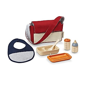 PlanToys Baby Doll Feeding Playset (3499) | Sustainably Made from Rubberwood and Non-Toxic Paints and Dyes