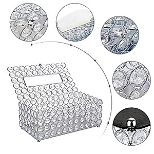 Sumnacon Crystal Rectangular Tissue Box Cover - Decorative Glass Tissue Box Holder, Sparkling Facial Tissue Holder for Bathroom Vanity Dresser Night Stand Table Countertop Home Office Decor, Silver