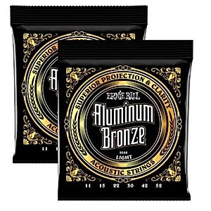 Ernie Ball 2568 Aluminum Bronze Light Acoustic Guitar String Set - 2 Pack