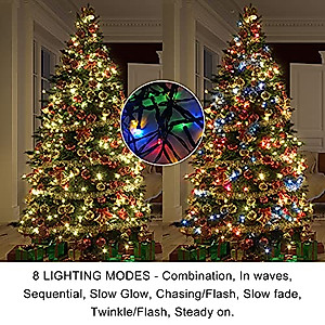 Attmu 72.2ft Christmas Lights, 8 Modes String Lights Outdoor Fairy Lights, 200 LED Waterproof Christmas Decorations for House Home Christmas Tree Valentines Lights Indoor Garden Holiday