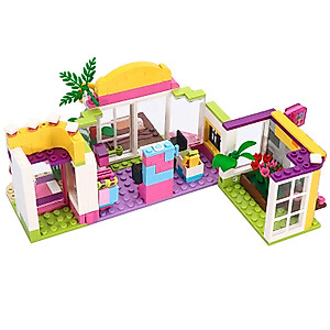 BRICK STORY Girls Friends Supermarket Building Set 376 PCS, Seaside Grocery Store Flower Shop Building Kit, Beach Shopping Mall Toy Educational Building Blocks Gift for Kids Ages 6-12