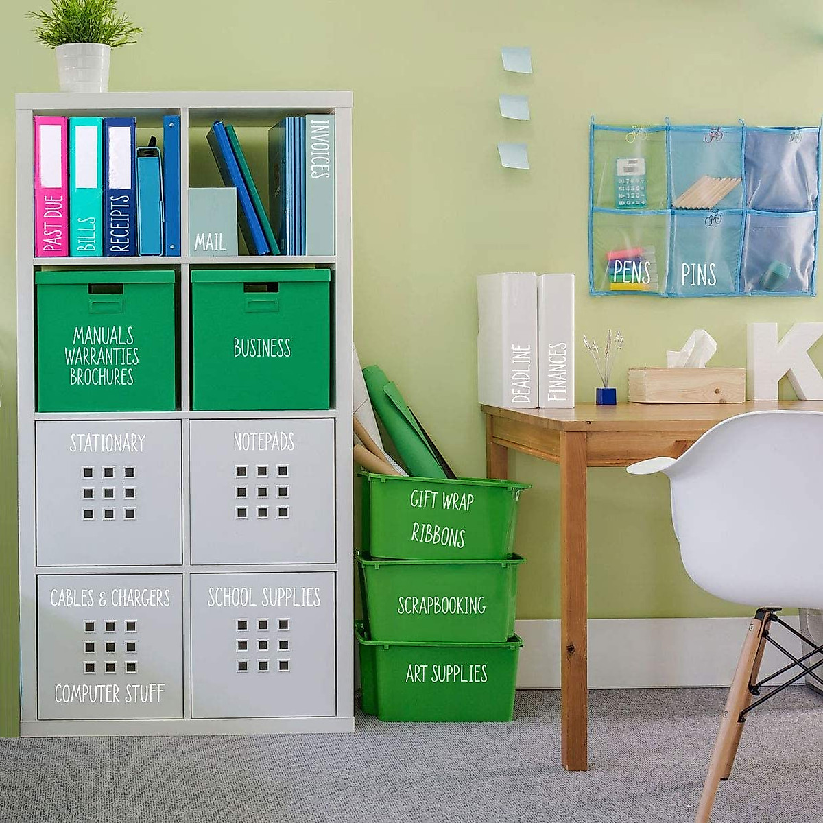 Talented Kitchen 142 White Office & Crafts Organization Labels. Clear Preprinted Stickers. Canister & Bin Labels to Declutter Craft Closet & Work Space