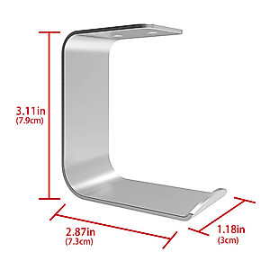 Geekria Under-Desk Headphone Stand Mount Holder/Headsets Hanger/Gaming Headset Headphone Hook/Universal Stand for All Headphones Size (2 Pcs/C/Silver)
