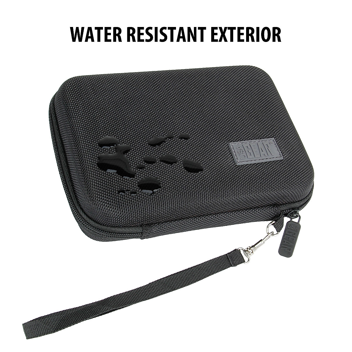 USA Gear Mini PC Case Compatible with Raspberry Pi 3, Raspberry Pi 4, Zero, and Model B Motherboard - Water Resistant, Accessory Storage, Wrist Strap, and Security Strap - Black